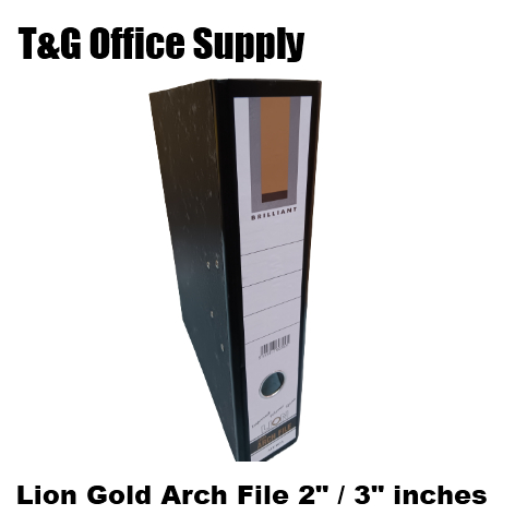 Lion Gold Arch File 2" or 3" inches / Hard Cover Black Lever Arch File ...
