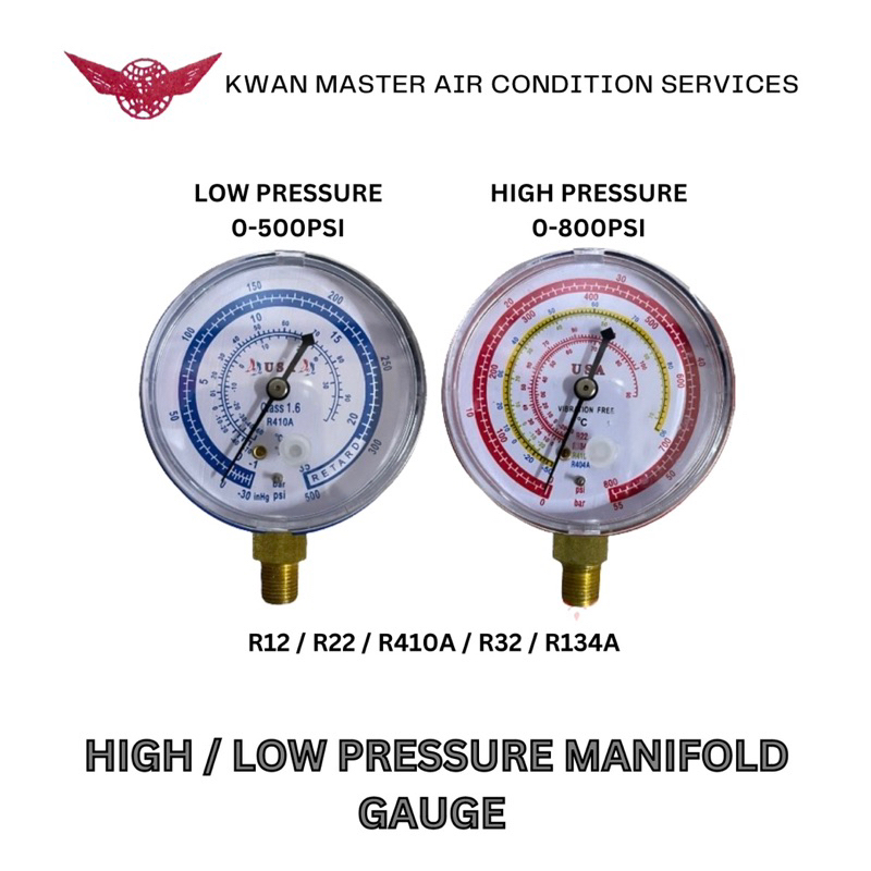 USA LOW / HIGH PRESSURE SINGLE MANIFOLD GAUGE REPLACE HEAD METER ...