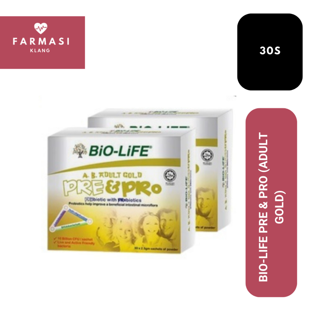 Bio-Life AB Adult Gold PRE & PRO Prebiotic with Probiotics Biolife (30 ...
