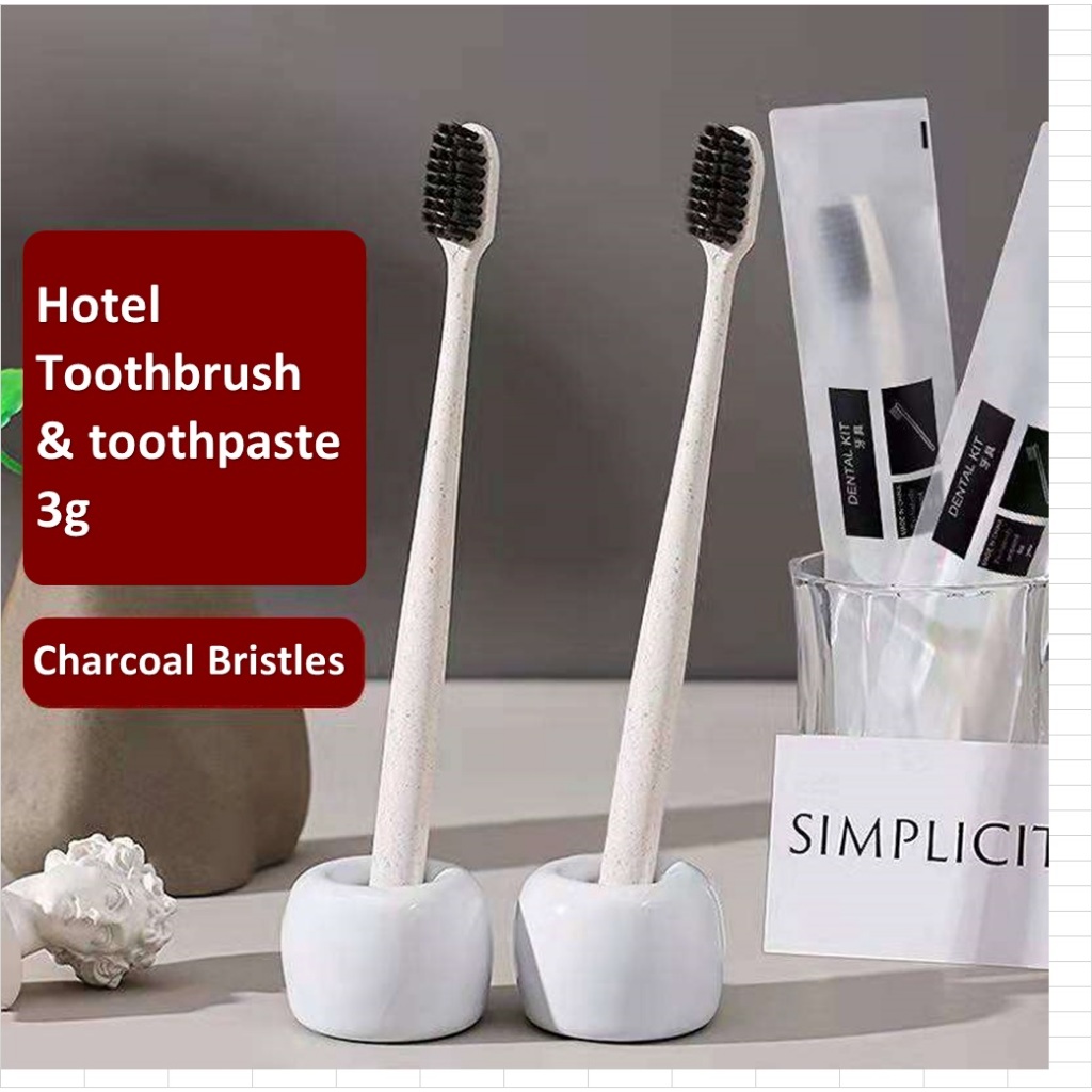 [50 pcs] Hotel Toothbrush Toothpaste Disposable One time Travel Use ...