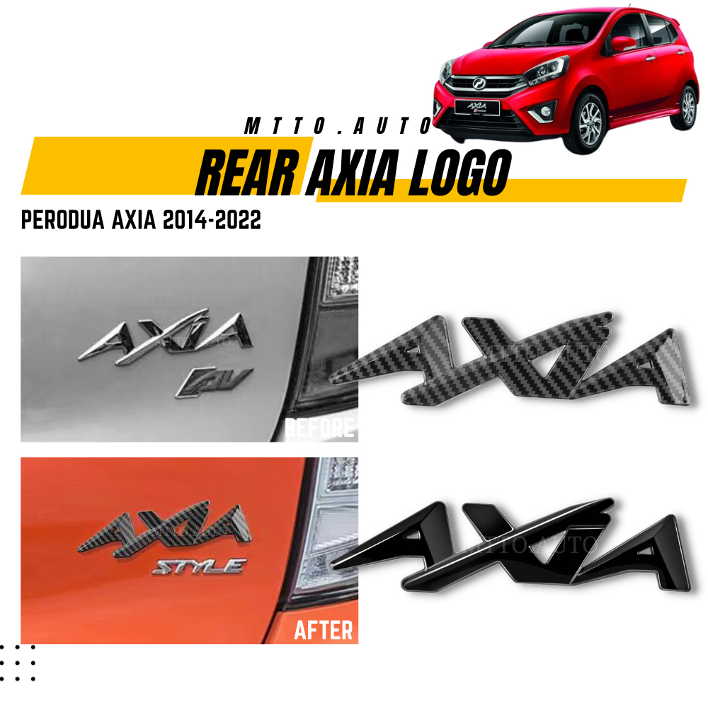 MTTO Perodua Axia 2014-2022 Exterior Car Emblem Rear Axia Logo Cover ...