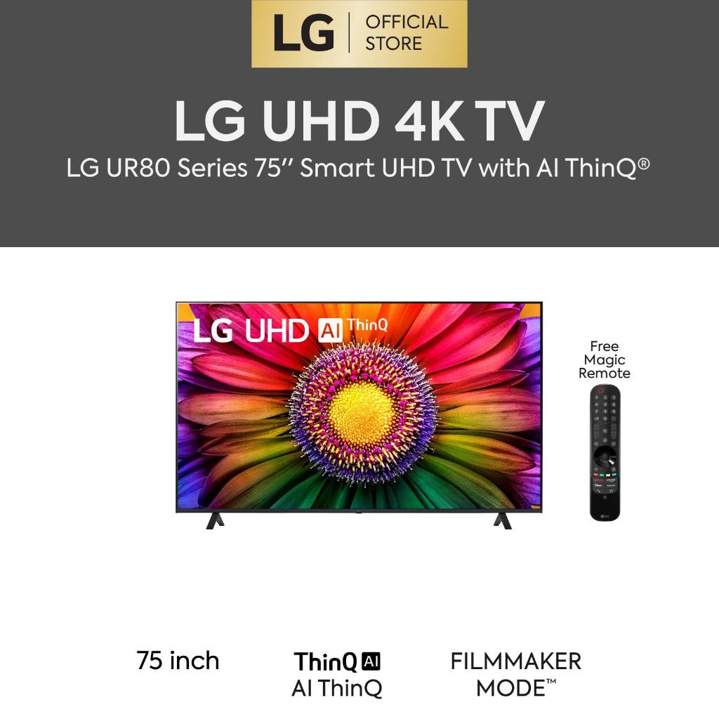 LG 75" 4K UHD Smart TV UR80 75UR8050PSB HDR10 (2023) | Shopee Malaysia