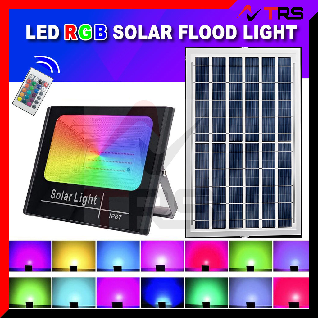 LED RGB Solar Flood Light 24-Button Remote Colorful 150W-400W IP67 ...