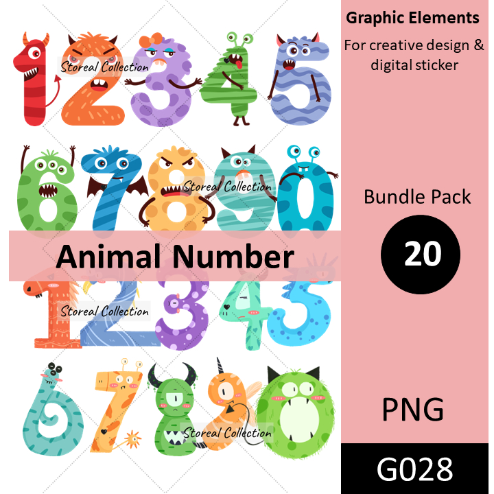Animal Number PNG sticker 0 to 9 Graphic Element PNG sticker Numbers ...