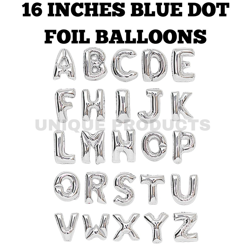 Alphabet Foil Balloon A - Z 16 Inches Silver Colors Belon Huruf ...