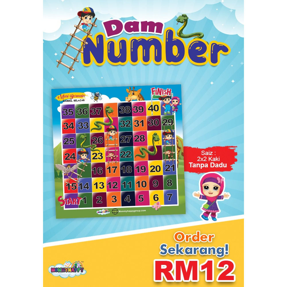 Dam Banner Nombor Arab / Number / Dam Huruf Jawi / Dam ABC / Tengteng ...
