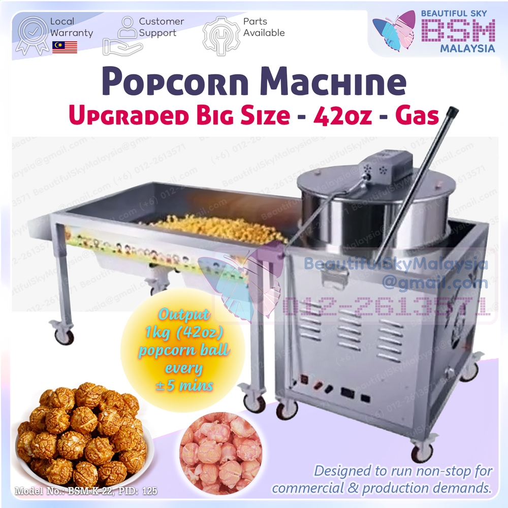Big Upgraded Gas 42oz Ball Popcorn Machine Commercial Mesin Pop Corn ...