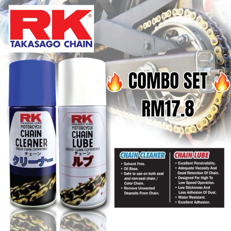 100% ORIGINAL RK TAKASAGO MOTORCYCLE CHAIN LUBE AND CHAIN CLEANER RKM ...