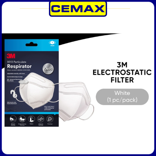 3M Particulate Respirator 9513 KN95 (White) | Shopee Malaysia