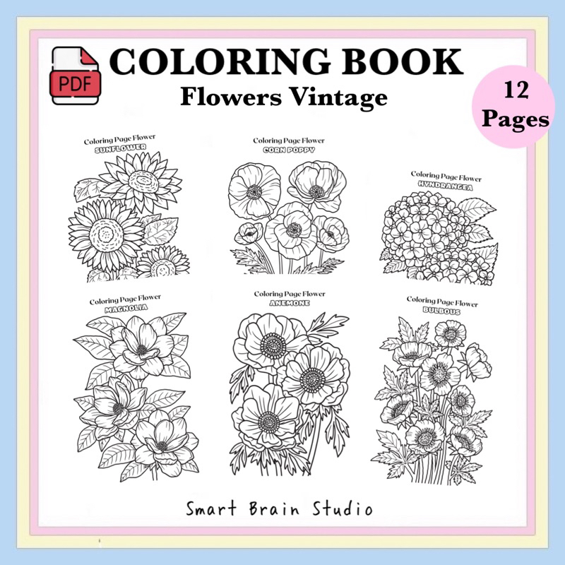 PDF FLOWERS VINTAGE COLORING SHEET | Shopee Malaysia