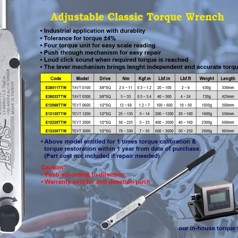 Adjustable Classic Torque Wrench [Made In Taiwan] | Shopee Malaysia