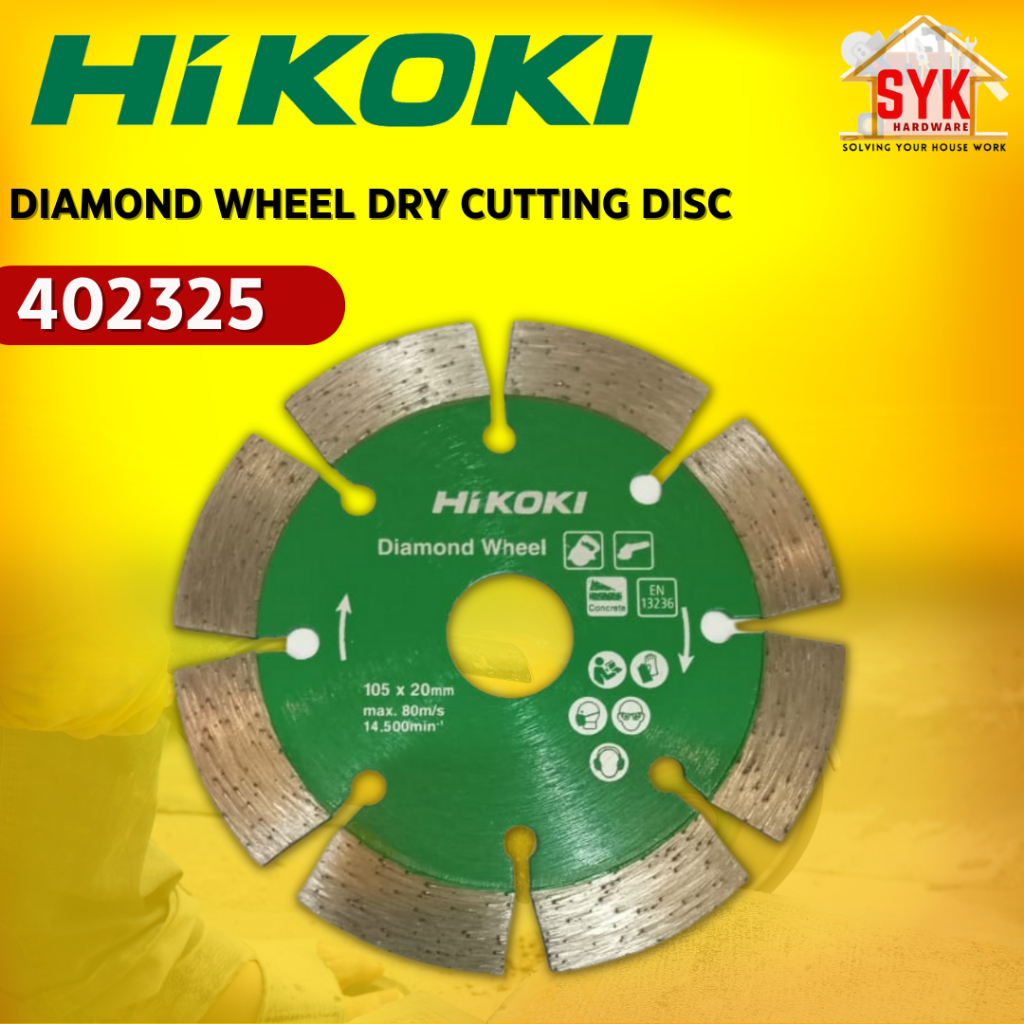SYK Hikoki 402325 4 Inch Diamond Dry Cutting Disc 105mm Concrete Stone ...