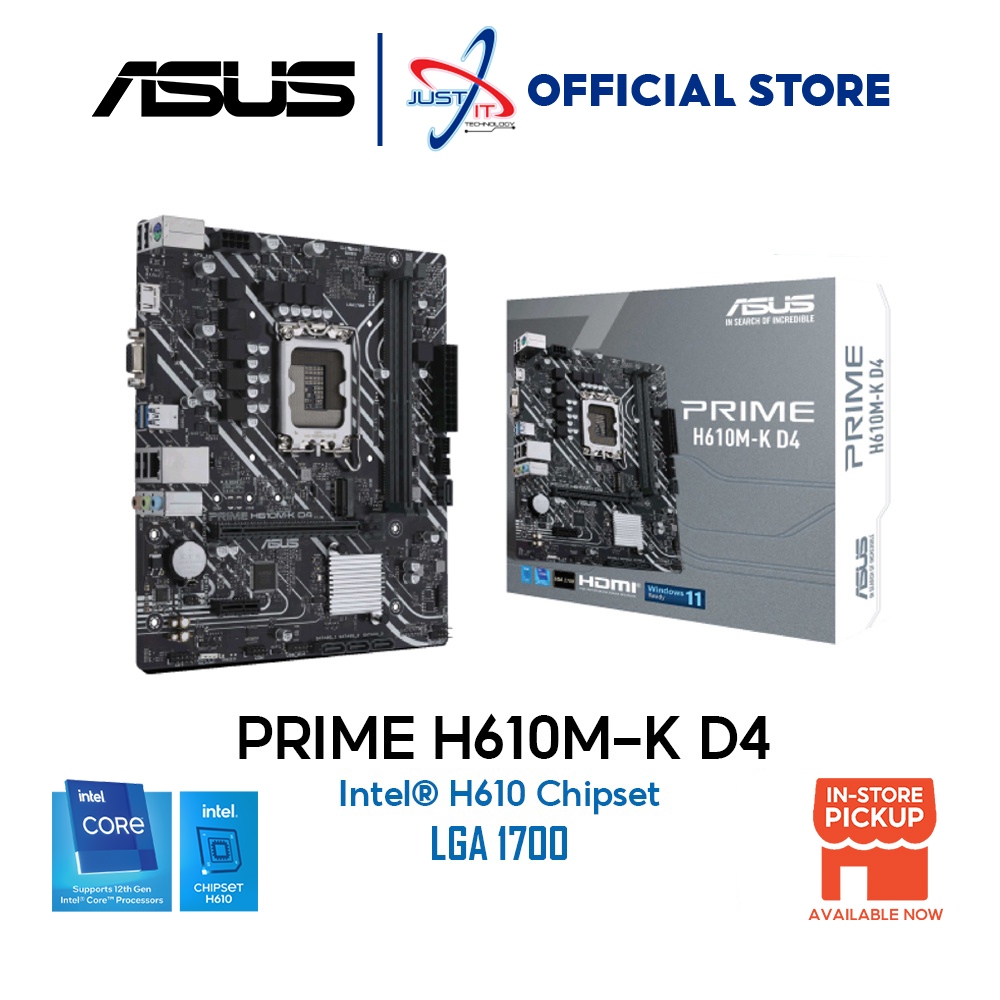 ASUS PRIME H610M-K D4 LGA1700 Motherboard Combo Intel I3-12100F / I3-12100 / 14100 / I5-12400F ...