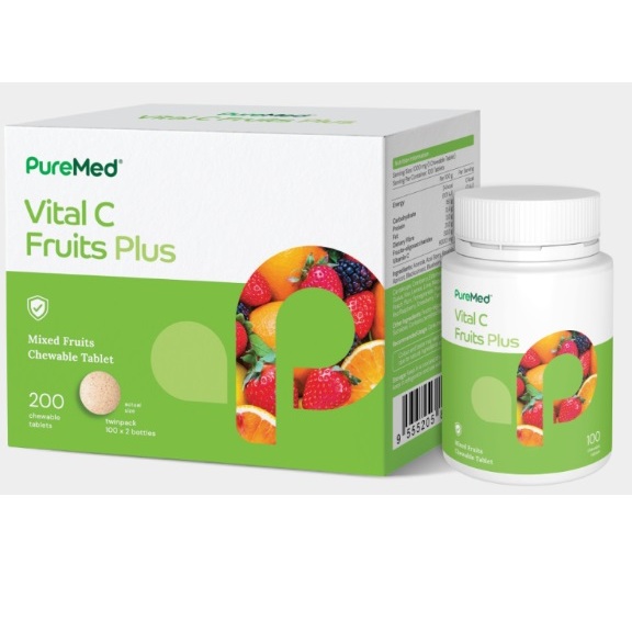 PureMed Vital C Fruit Plus 1000mg 100 Chewable tablet Exp: 04/2026 ...