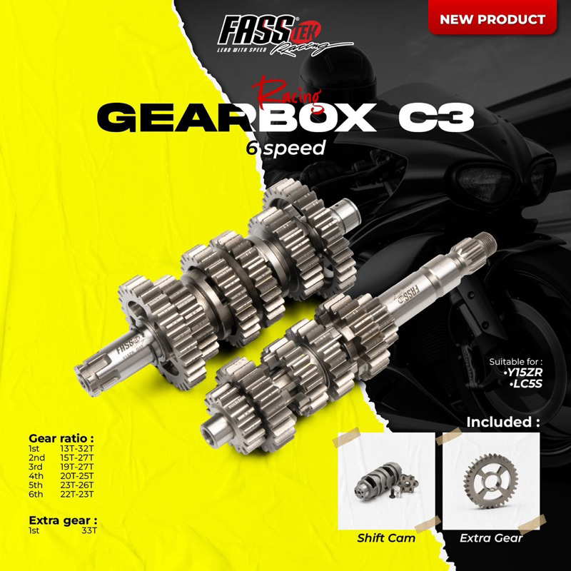 🔥Original🔥Fasstek C2 C3 Racing Gearbox 6Speed 6s Yamaha Y15zr V2 LC135 5s FZ150i Gearbox Pro ...