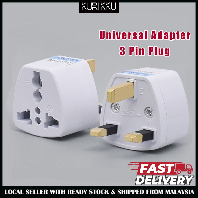 Universal 2 Pin To 3 Pin UK Plug Malaysia Travel Converter Adapter 1PCS ...