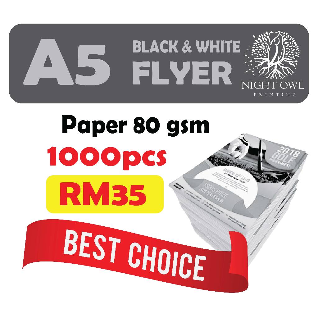 Black & White Flyer Printing A5 80gsm Simili Paper | Shopee Malaysia