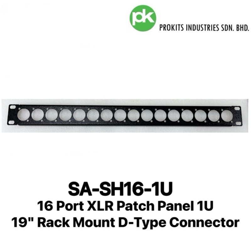 SA-SH16-1U 16 Port XLR Patch Panel 1U 19" Rack Mount D-Type Connector ...