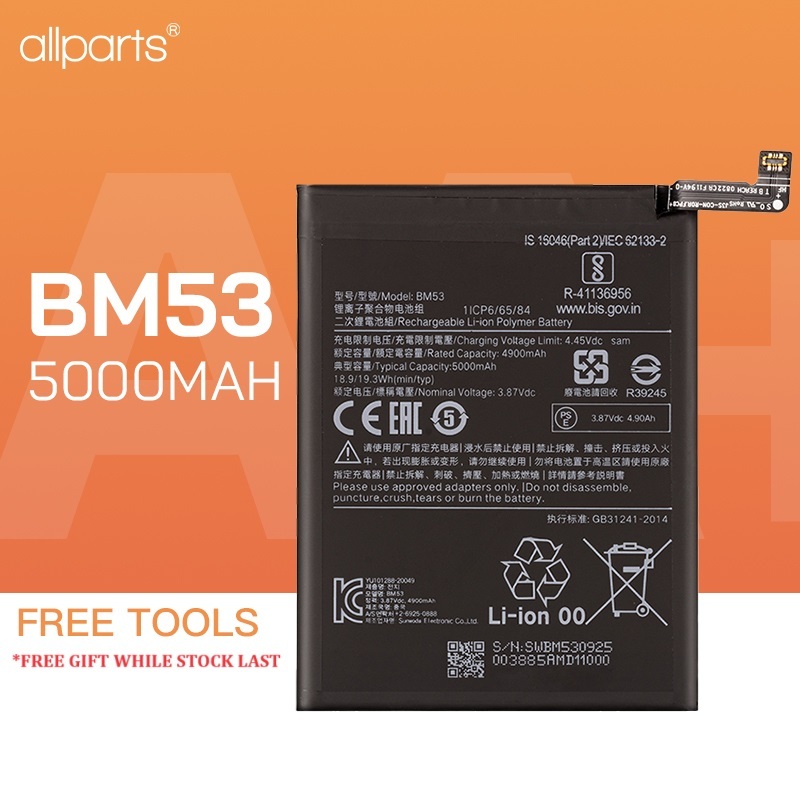 ALLPARTS BM53 Battery for Xiaomi Mi 10T / Mi 10T Pro / Redmi K30s ...