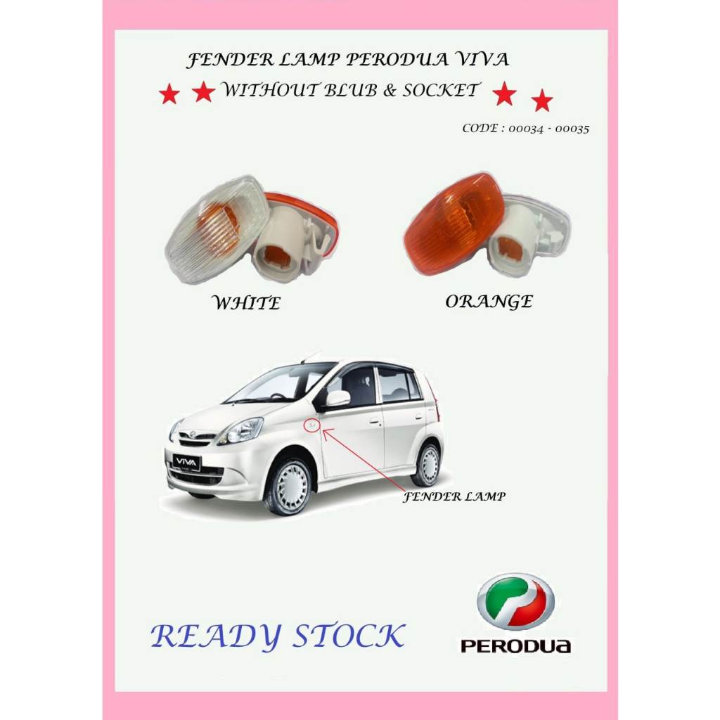 PERODUA VIVA/ FENDER LAMP SIGNAL LAMP /SIDE MUDGUARD LAMP / SIGNAL LAMP ...