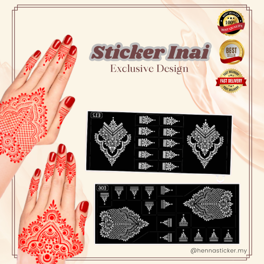 STICKER CORAK INAI / HENNA STENCIL / STICKER INAI PENGANTIN | Shopee ...