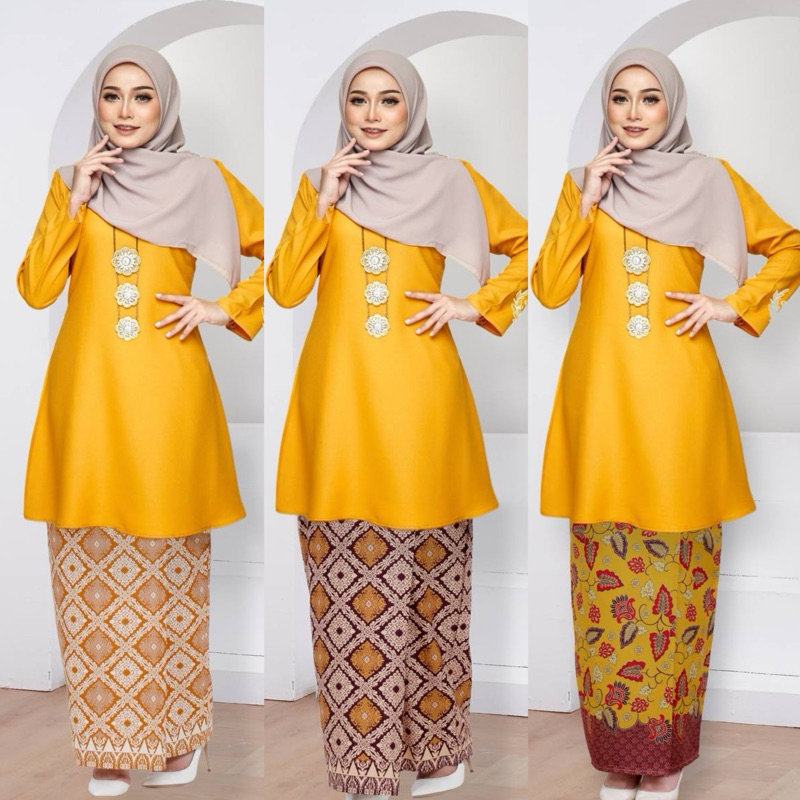 💥SIZE XS-5XL) TEMA SEDONDON MUSTARD GOLD RAYA 2025 | KURUNG RIAU BATIK ...