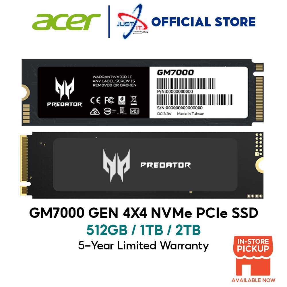 ACER PREDATOR GM7000 PCIe 4.0 Gen4 NVME M.2 SSD / STORAGE ( 512GB / 1TB / 2TB / 4TB ) | Shopee ...