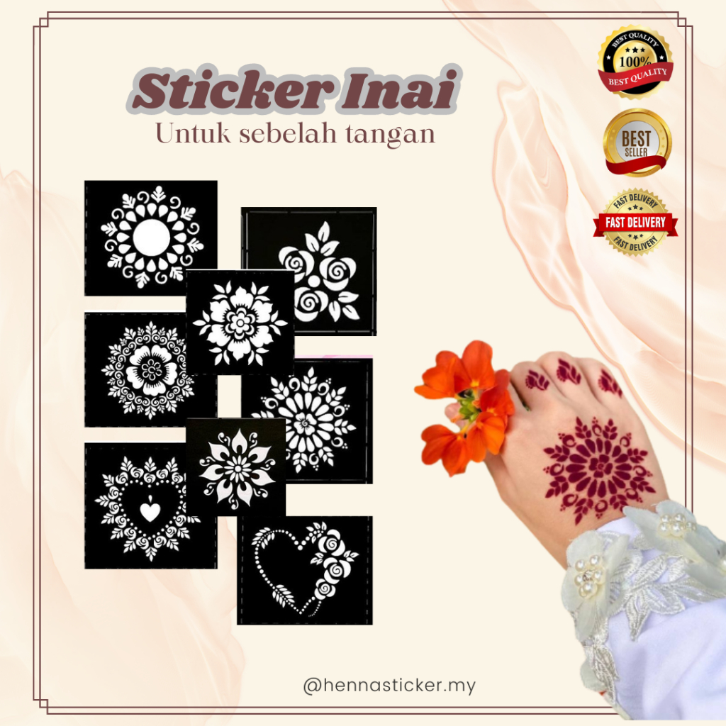 Sticker Corak Inai / Henna Stencil / Sticker Inai / Henna Sticker ...