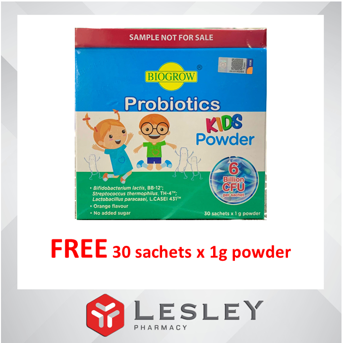 Biogrow Probiotics Kids Powder Sachets 1g x 30 sachets FOC 3 sachets ...