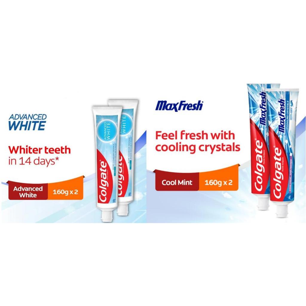 Colgate Advanced White Whitening Max Fresh Toothpaste 160g x 2 160g x1 ...