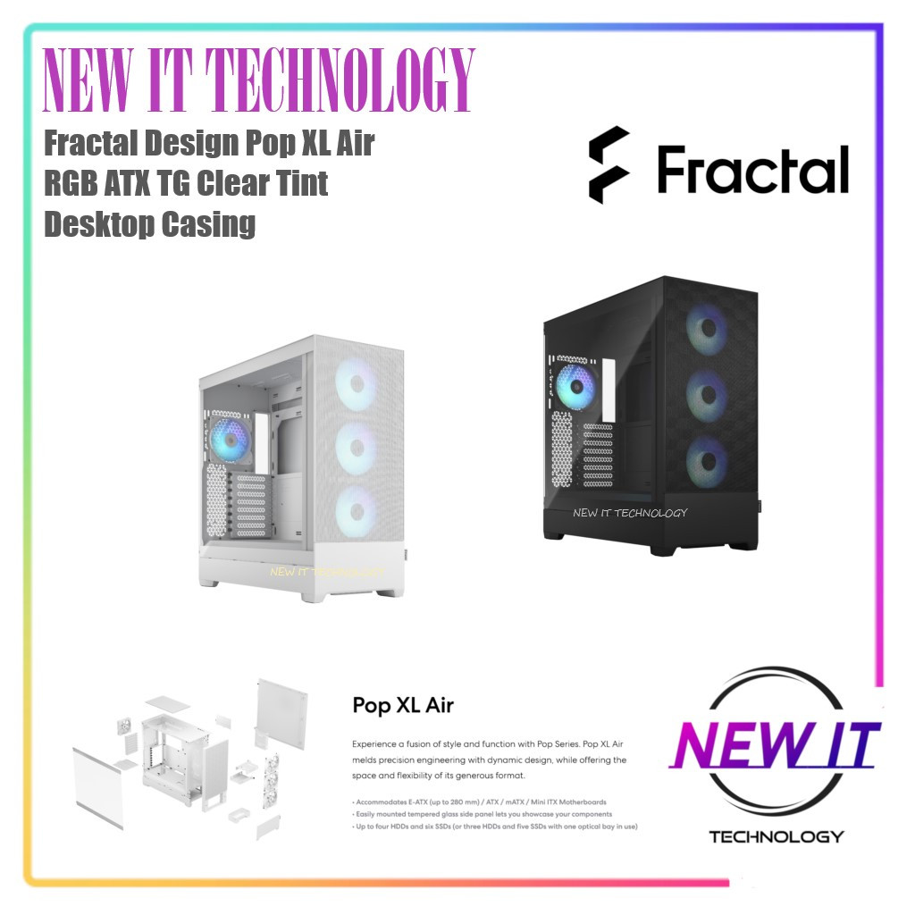 Fractal Design Pop XL Silent&Air Mini RGB Black Tempered Glass Clear ...