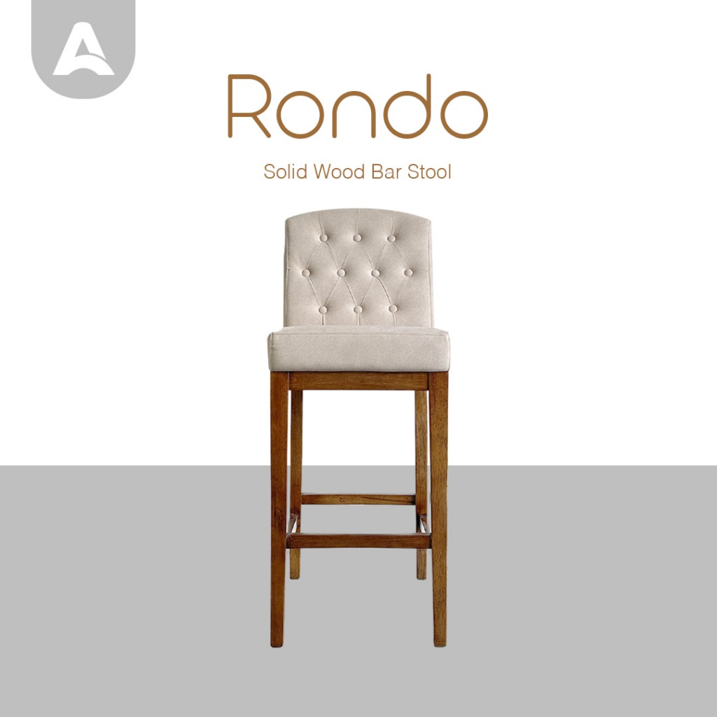Arturo - Rondo Solid Wood Bar Stool | Shopee Malaysia