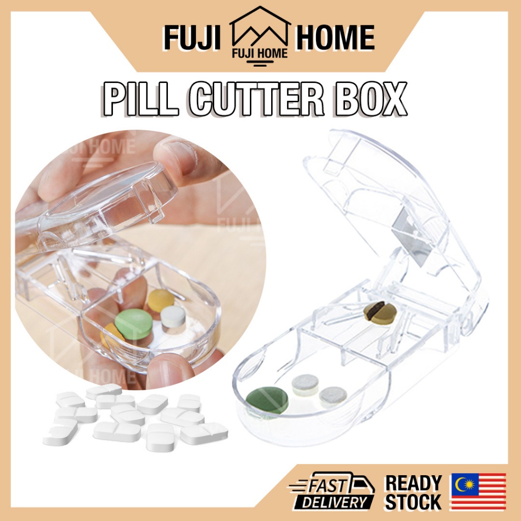 🏠READY STOCK🏠Portable Pill Cutter Box Medicine Cutter Tablet Separator ...