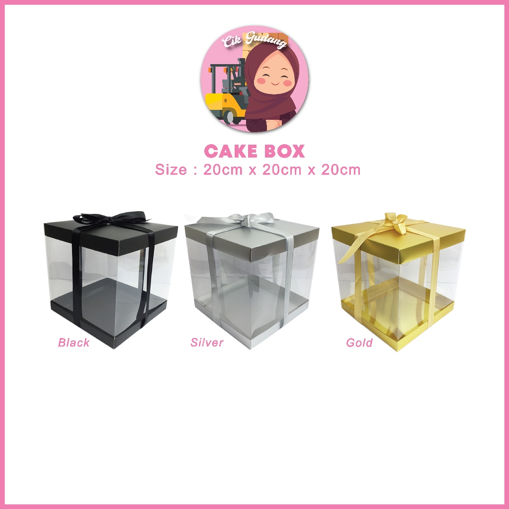10 PCS Transparent Cake Box with Ribbon / Kotak Kek dengan Reben ...