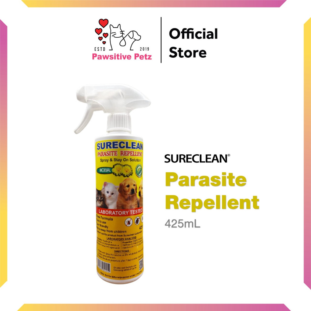 Sureclean Parasite Repellent | Suitable for Cats & Dogs - Herbal 425ml ...