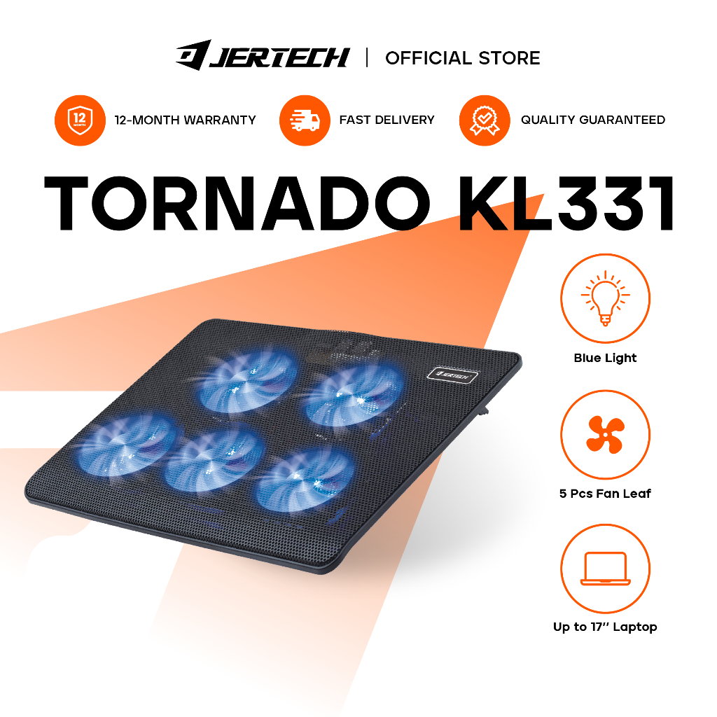 Jertech KL331 Tornado Multi Functional 5 Fans Laptop Cooler - Black ...