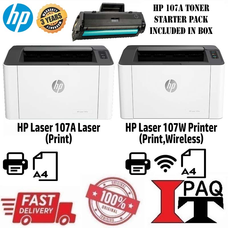 HP Laser 107A Monochrome Printer (Print) | HP Laser 107W Monochrome ...
