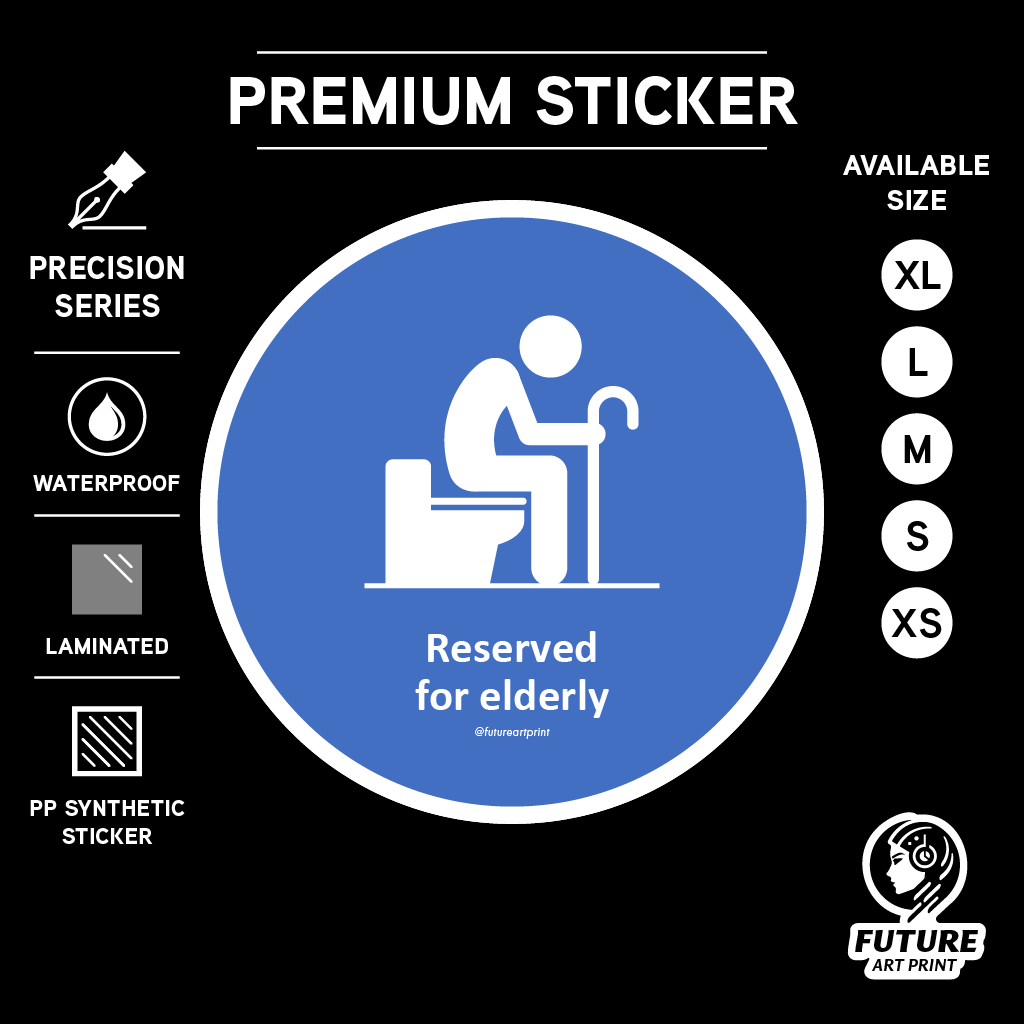 Toilet Restroom Tandas. Premium Sticker Round Sign Signage. Blue Color ...