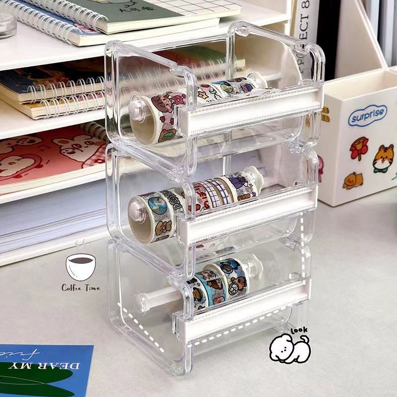 Transparent mini Desktop Tape Cutting Machine Storage Box | Shopee Malaysia