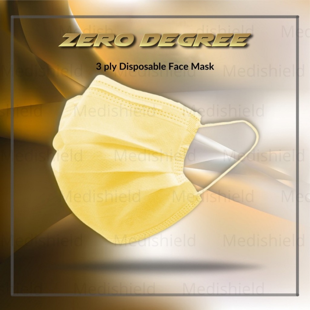 Zero Degree 50pcs Yellow colour 3ply Face mask Non Medical Disposable ...