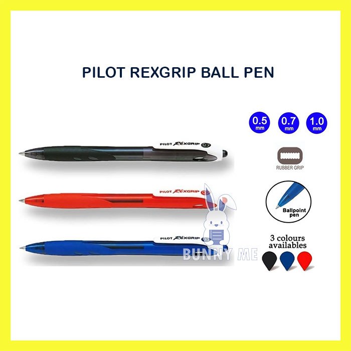 [BUNNY] Pilot Rexgrip Ball Pen 0.5mm 0.7mm Office School Pen Refillable ...
