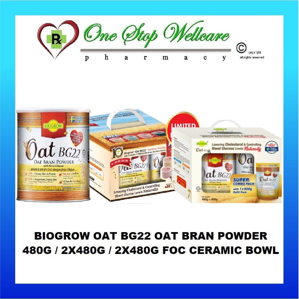 BIOGROW OAT BG22 OAT BRAN POWDER 480G/ 2X480G/2X480G FOC CERAMIC BOWL ...