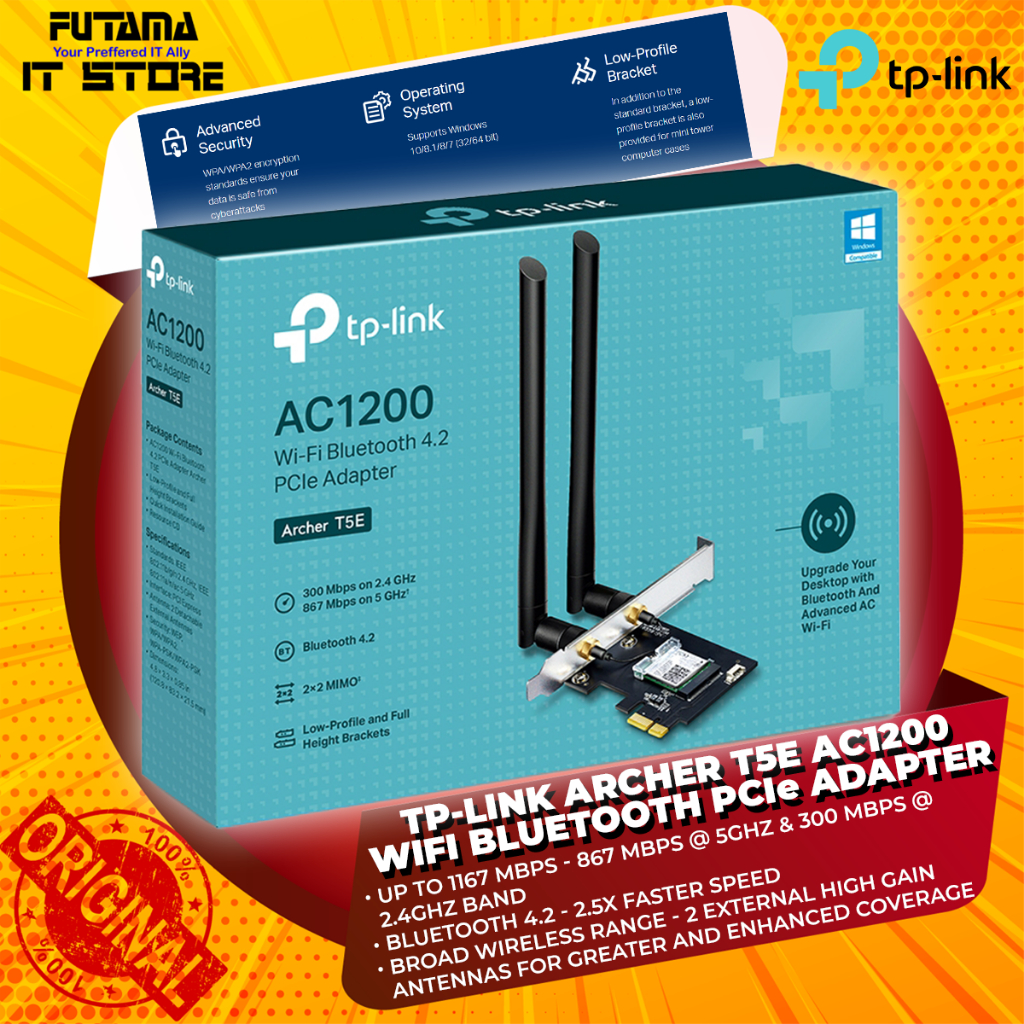 TP-Link AC1200 Wi-Fi Bluetooth 4.2 PCIe Adapter - Archer T5E/Up to 1167 ...