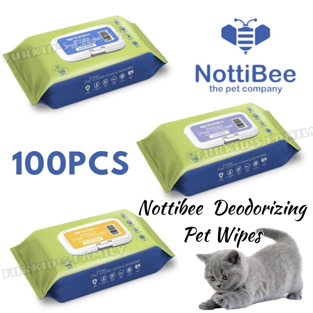 Nottibee Wet Tissue / Deodorizing Wet Wipes For Pet Dogs & Cats -100 ...
