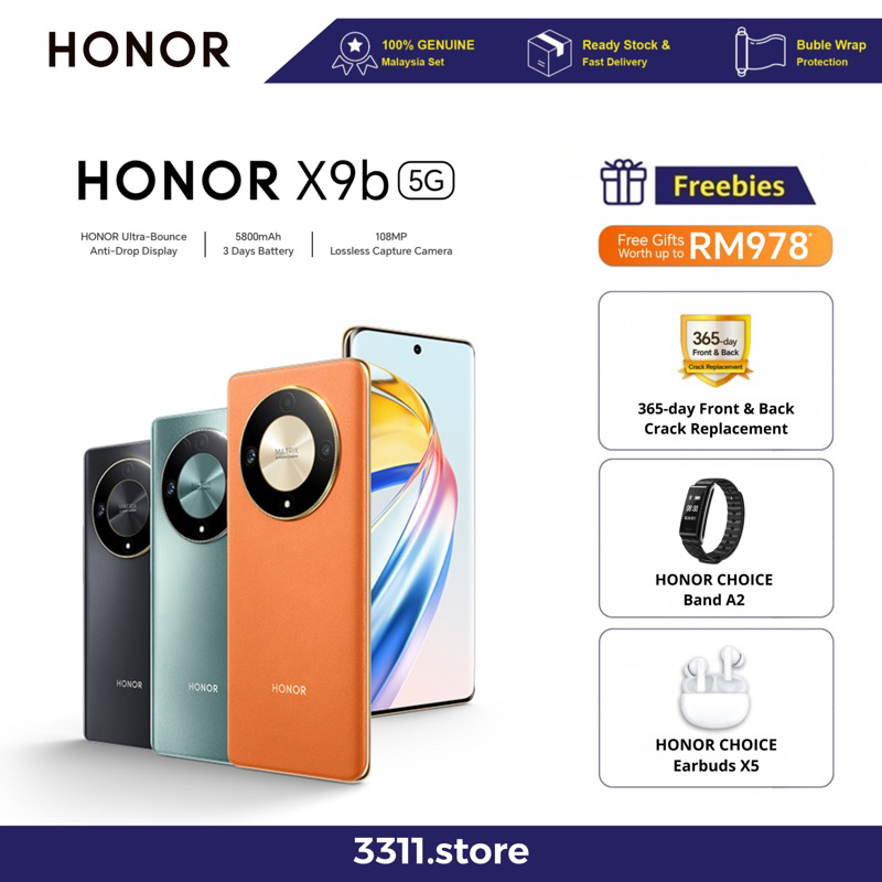 HONOR X9b 5G 12GB RAM + 256GB ROM | Original set 1 year warranty by HONOR Malaysia | Shopee Malaysia