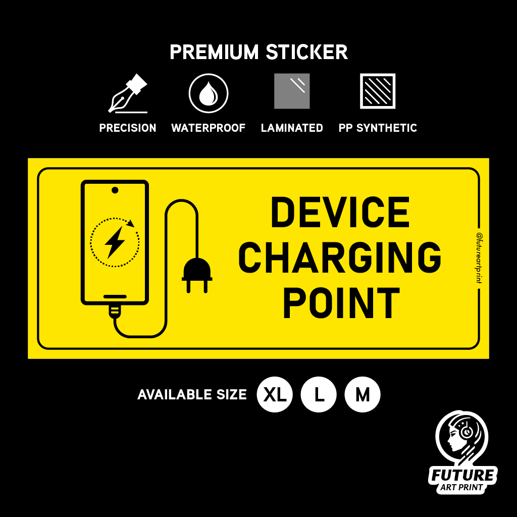 Device Charging Point. Premium Sticker Sign Notice Signage. Charge ...