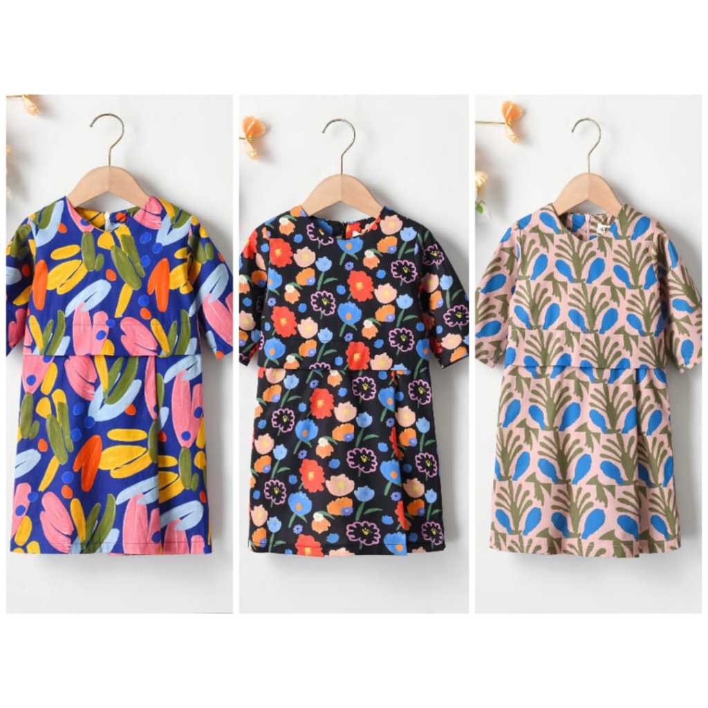 Raya 2024 Baby Girl Kurung Floral Print Dress Blue / Pink / Black ...