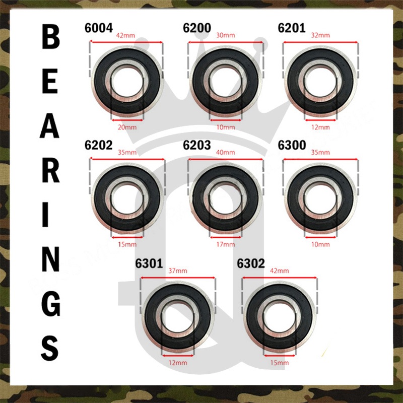 6200 6201 6202 6203 6300 6301 6302 6004 2RS BEARING TYRE RIM SPROCKET ...
