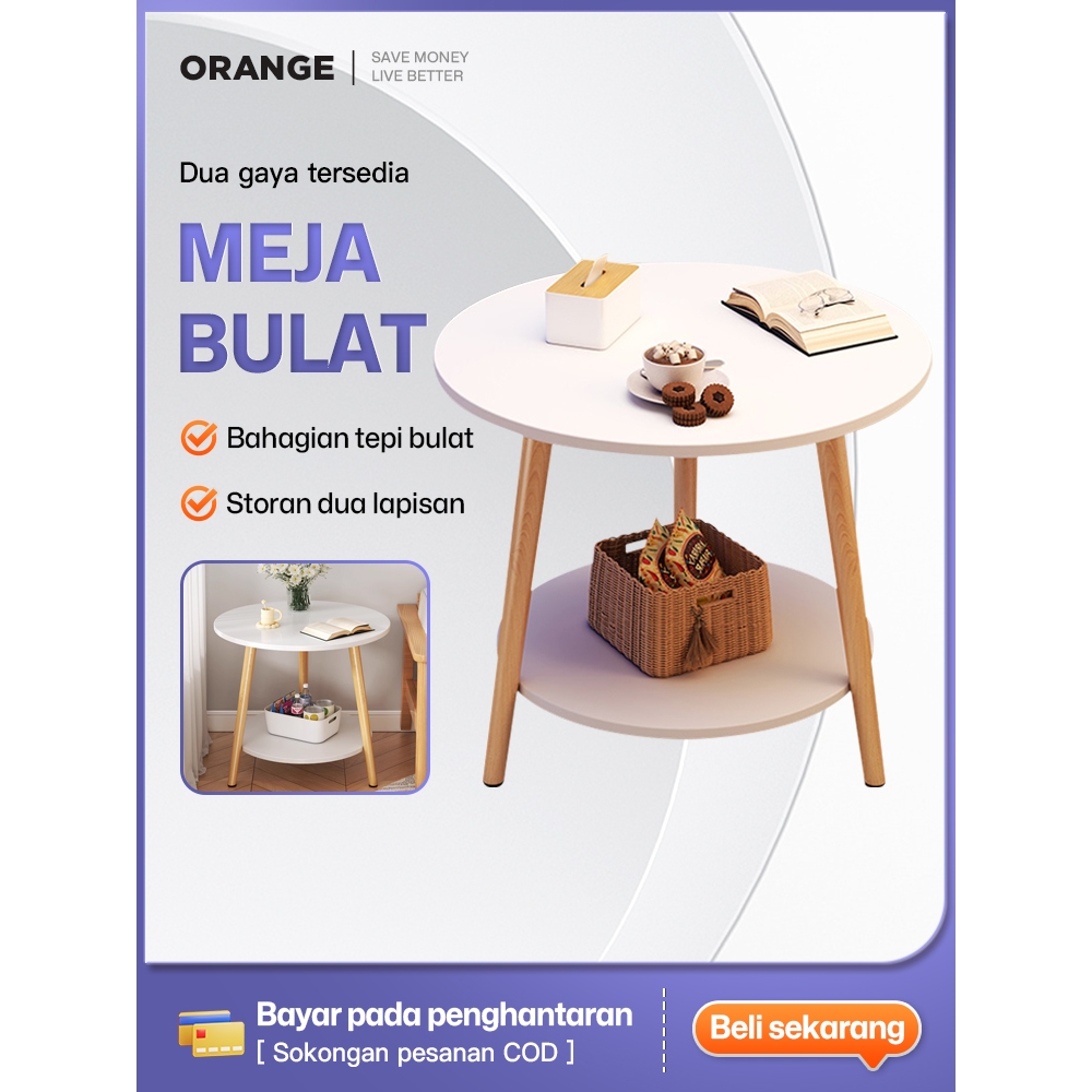 ORANGE Coffee Table Small Round Tea Table Simple Mini Living Room Small ...