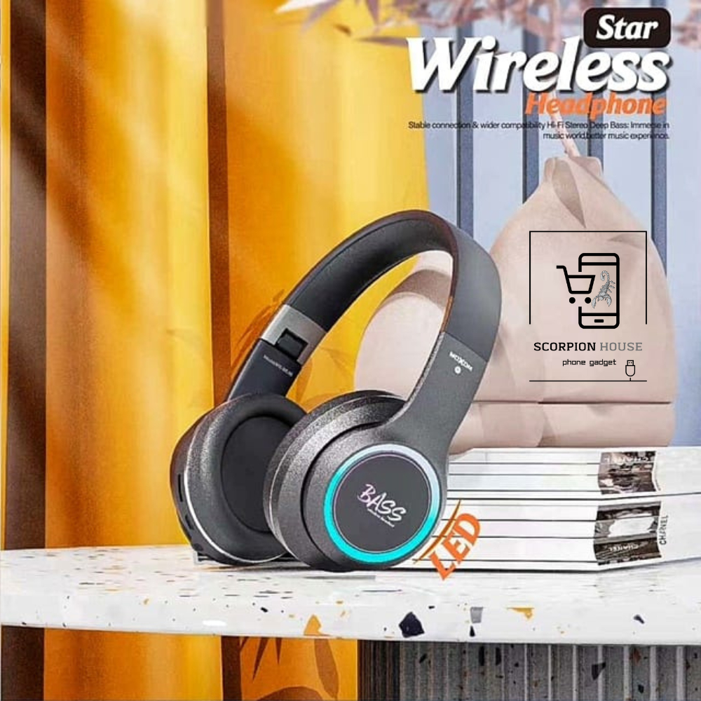 🌟 MOXOM MX-WL56🌟 STAR LED WIRELESS V5.0 HEADPHONE 👉🏻 BLUETOOTH 5.0 👉🏻 DEEP BASS 👉🏻 LED LIGHT 👉🏻 ...